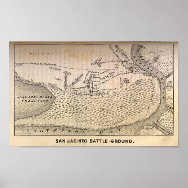 Battle of San Jacinto Map Poster | Zazzle