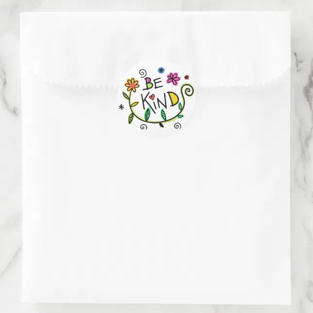 Be Kind Quote Cute Typography Classic Round Sticker | Zazzle