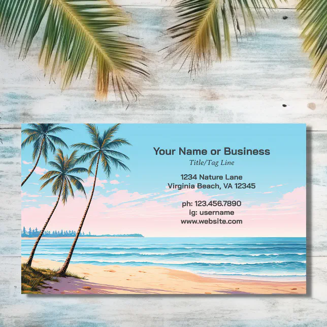 Beach and Palm Trees Tropical Business Card | Zazzle