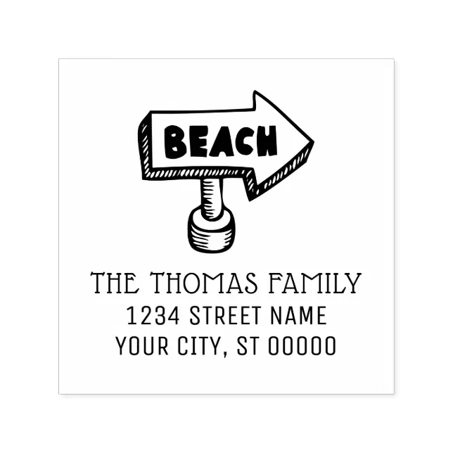 Beach Arrow Directional Sign Name Return Address Self-inking Stamp | Zazzle