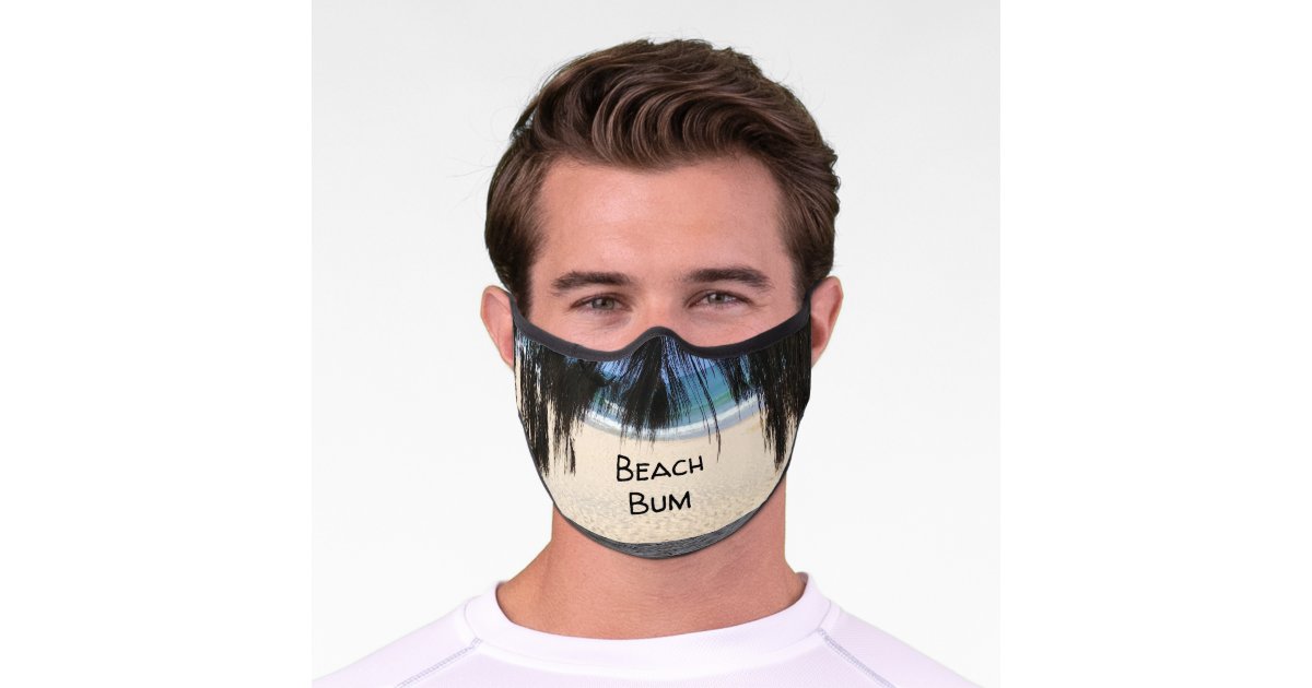 Beach Bum Text on Beach Background Face Mask | Zazzle