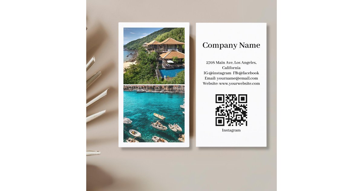 Beach House Vacation Rental Custom Picture QR Code Business Card | Zazzle