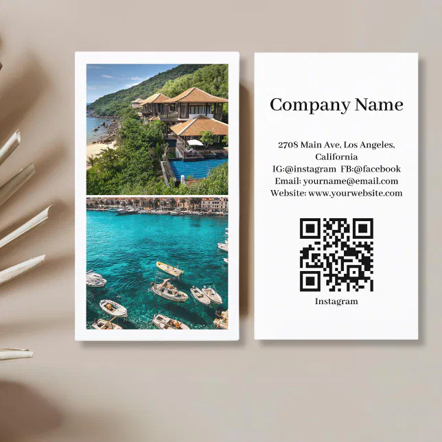 Beach House Vacation Rental Custom Picture QR Code Business Card | Zazzle