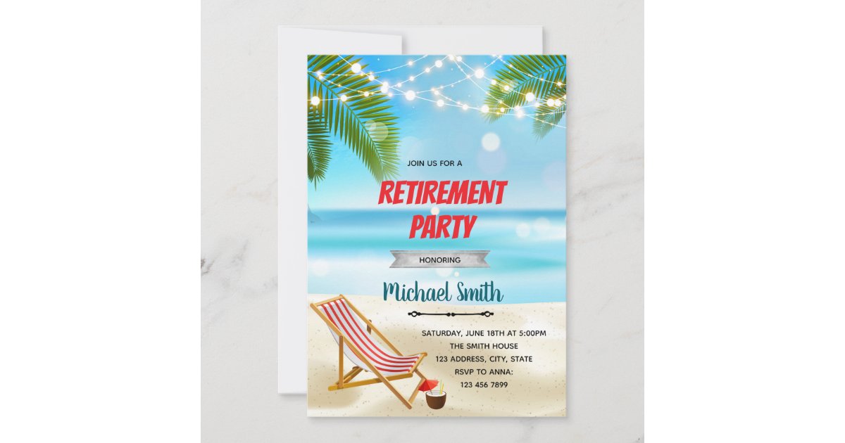 Beach retirement party invitation | Zazzle