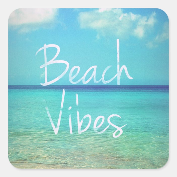 Beach vibes square sticker | Zazzle.co.uk
