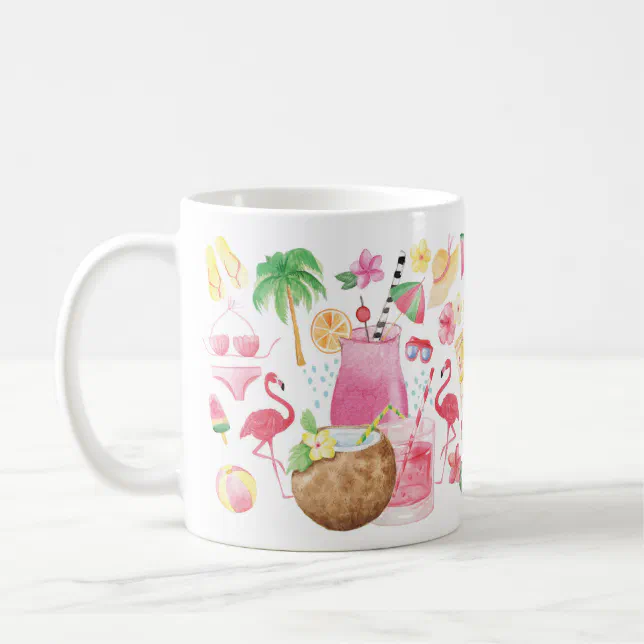 Beachy Cute Summer Fun Watercolor Icons Coffee Mug | Zazzle