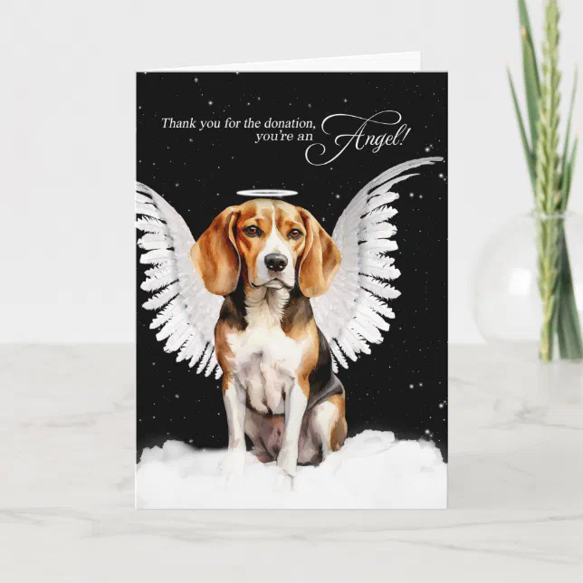 Beagle Dog Angel and Stars Donation Thank You Card | Zazzle