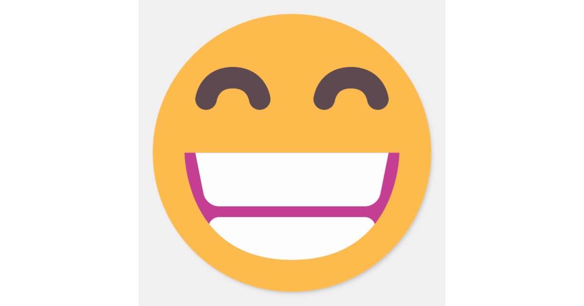 Beaming Face Smiling Eyes Cute Custom Colours Emoj Classic Round ...
