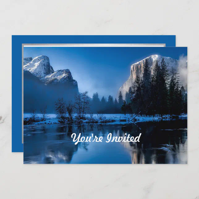 Beautiful Blue Yellowstone Photo Birthday Invitation | Zazzle