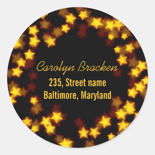Beautiful Bright Yellow Stars Address Classic Round Sticker | Zazzle