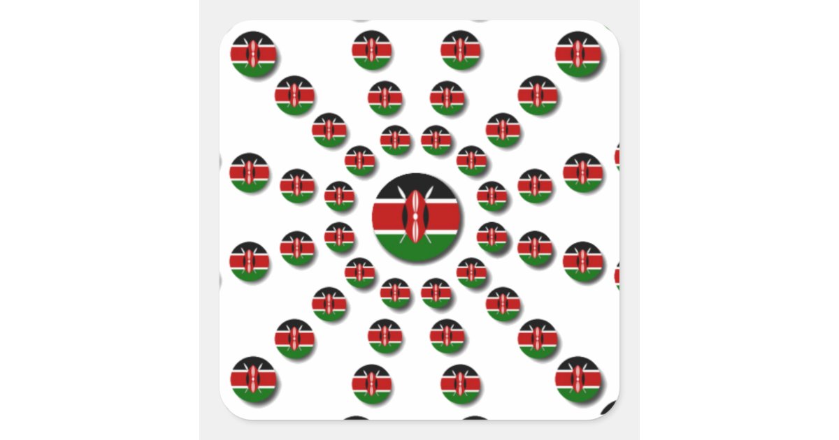 Beautiful Circular Kenyan Flag: A Radial Design Square Sticker | Zazzle