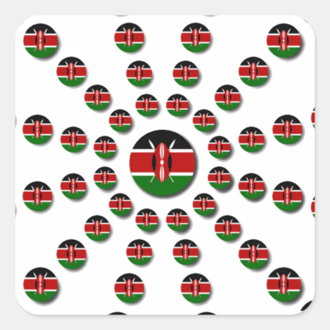 Beautiful Circular Kenyan Flag: A Radial Design Square Sticker | Zazzle