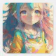 Beautiful Colourful Anime Girl Square Sticker | Zazzle