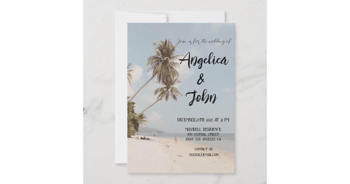 Beautiful Day Beach Travel Vacation Wedding Invitation | Zazzle