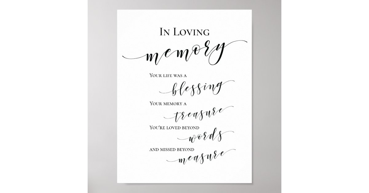 Beautiful Elegant In Loving Memory Memorial sign | Zazzle