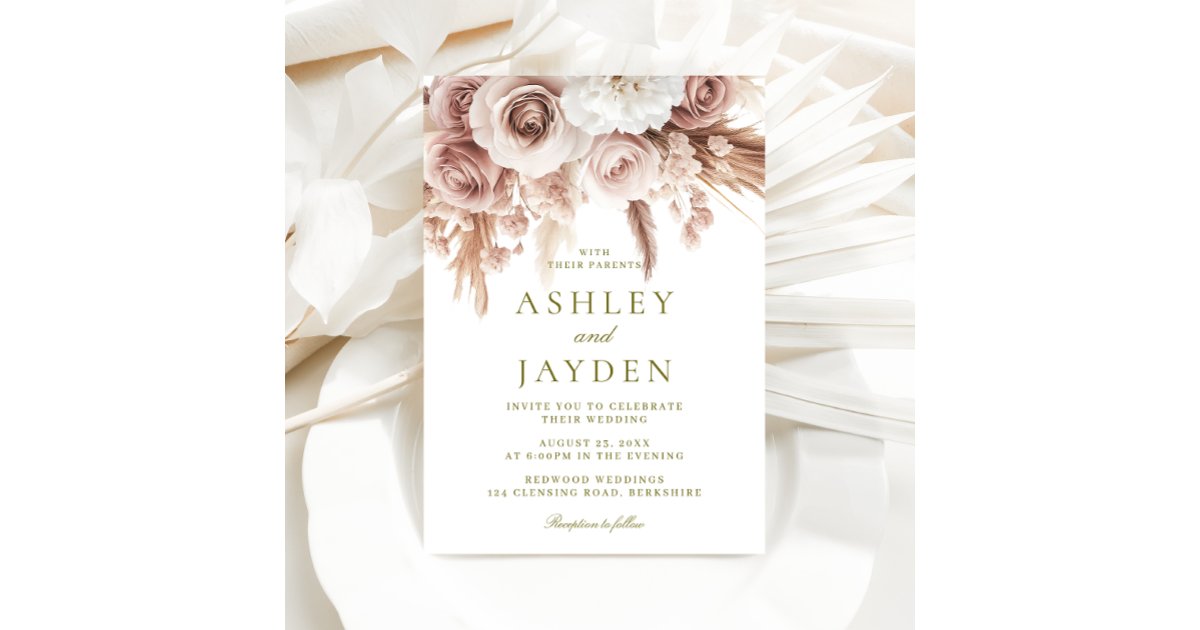 Beautiful Floral Elegant Wedding Invitation | Zazzle