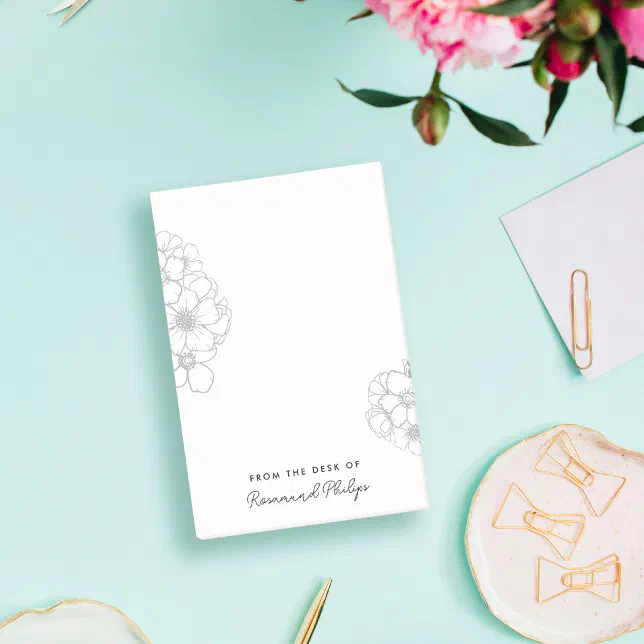 Beautiful Floral Line Art From the Desk of Post-it Notes | Zazzle