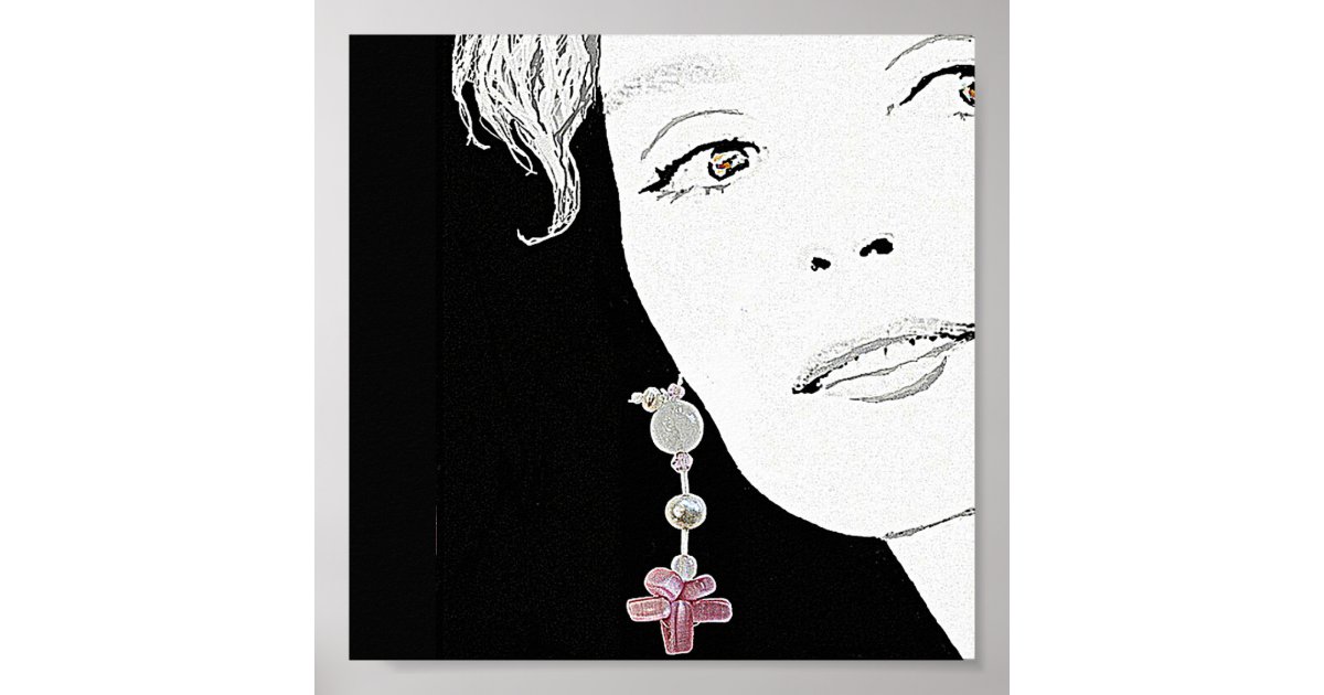 Beautiful girl face fashion illustration fine art poster | Zazzle