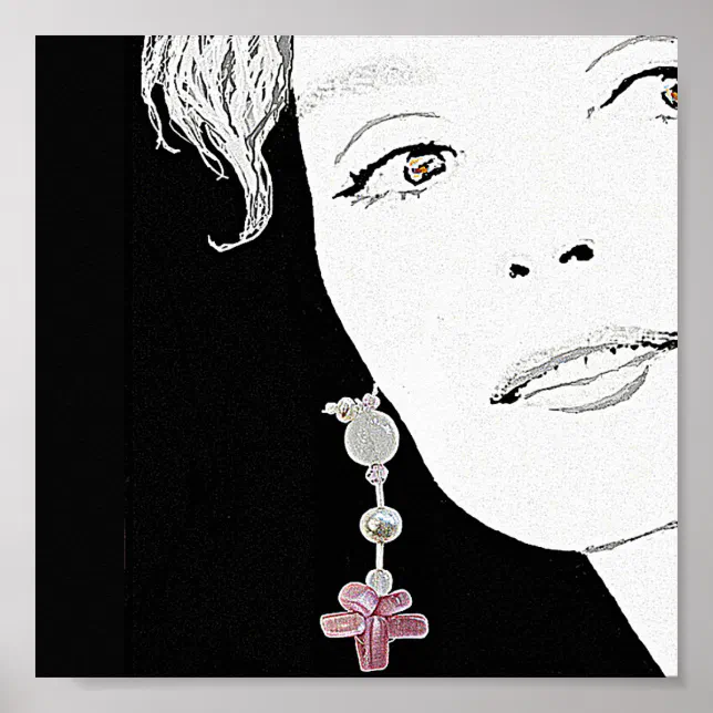 Beautiful girl face fashion illustration fine art poster | Zazzle