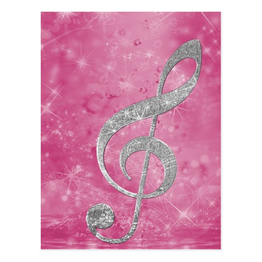 Beautiful glittery effect silver treble clef postcard | Zazzle.co.uk