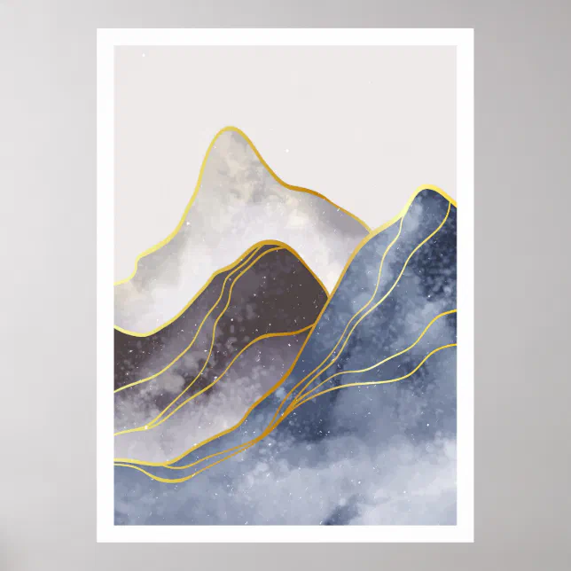 Beautiful golden line art Poster | Zazzle