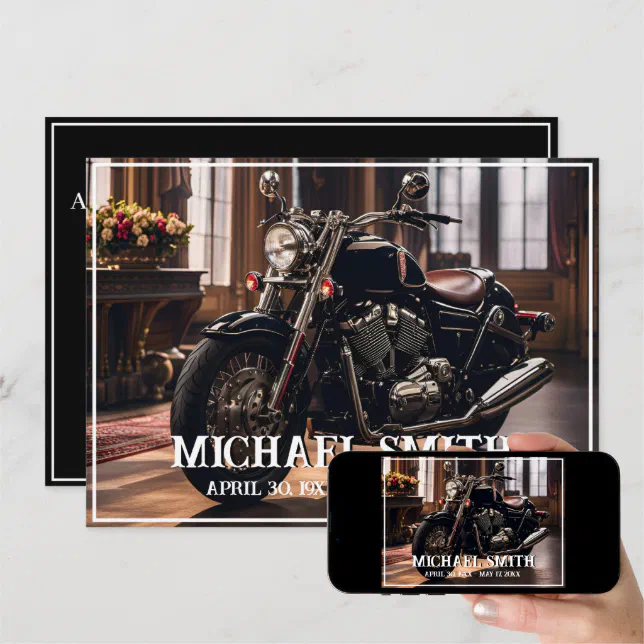 Beautiful Motorcycle Celebration of Life Invitation | Zazzle