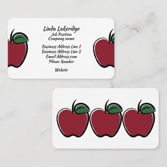 Beautiful Red Apple Business Card | Zazzle
