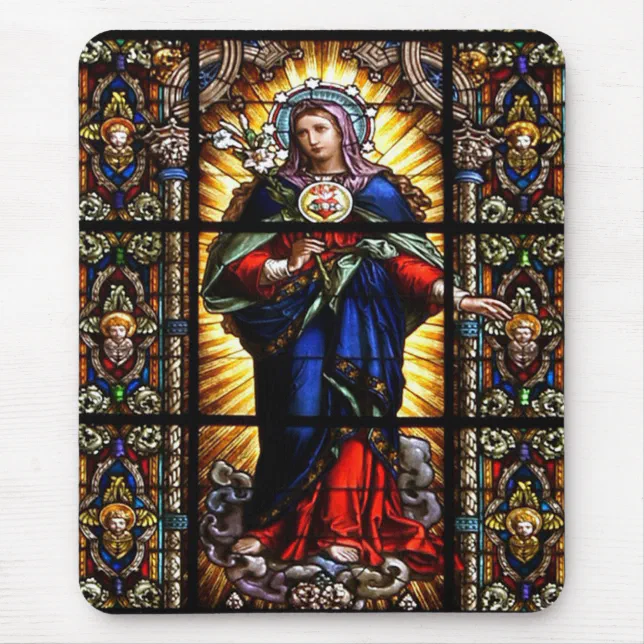 Beautiful Religious Sacred Heart of Virgin Mary Mouse Mat | Zazzle