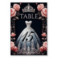 Beautiful Spanish Quinceañera Rose Table Number | Zazzle
