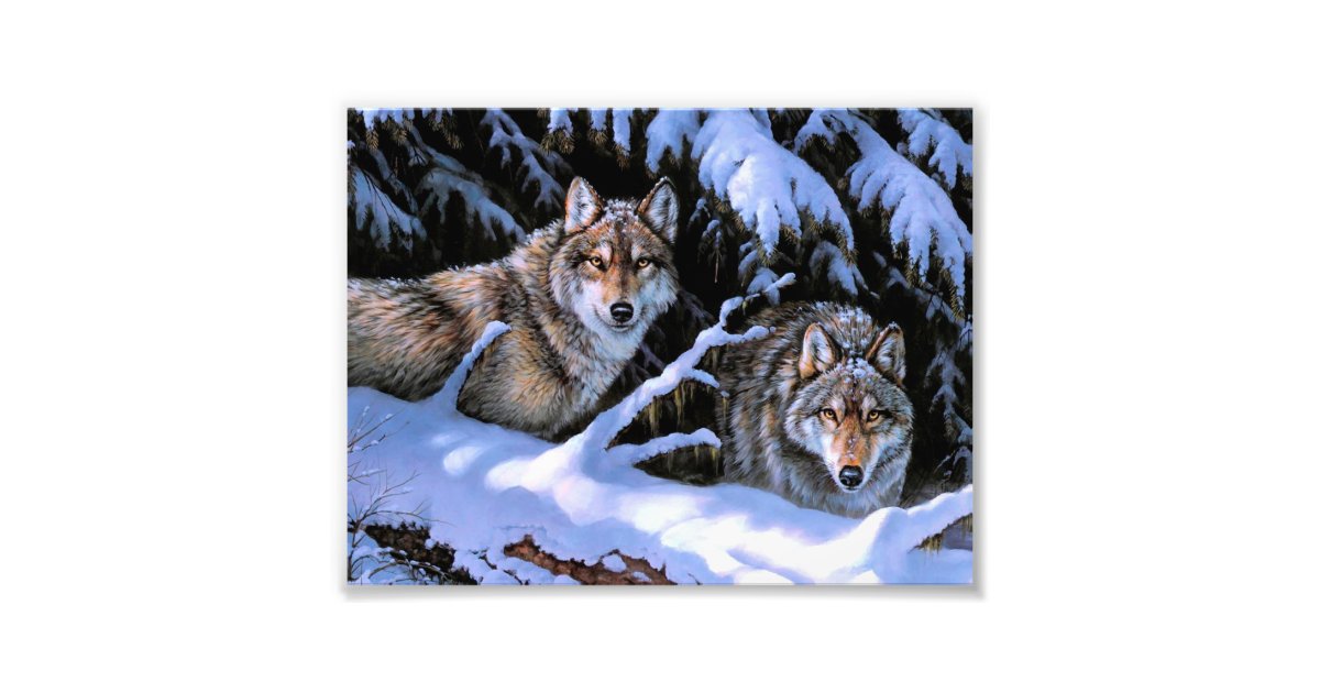 Beautiful Two Wolves Paintings Photo Print | Zazzle