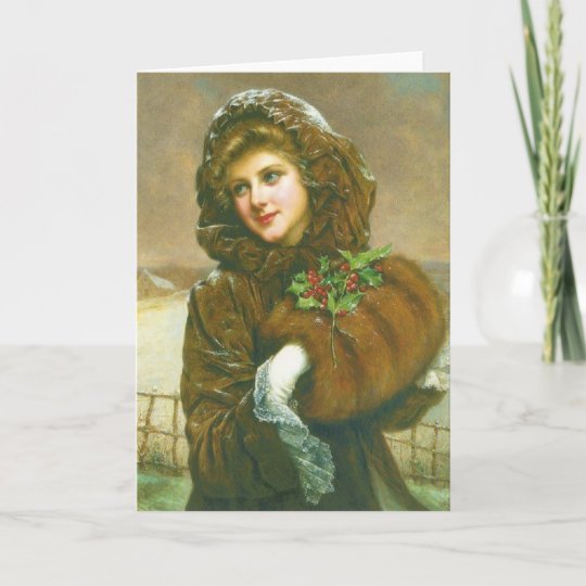 Beautiful Victorian Woman Christmas Note Card | Zazzle.co.uk