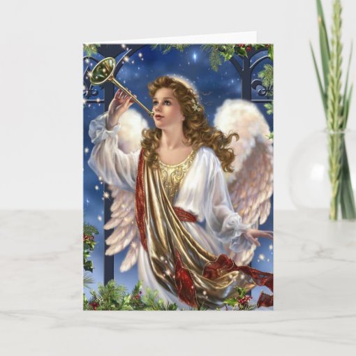 Beautiful Vintage Christmas Angel Holiday Card | Zazzle