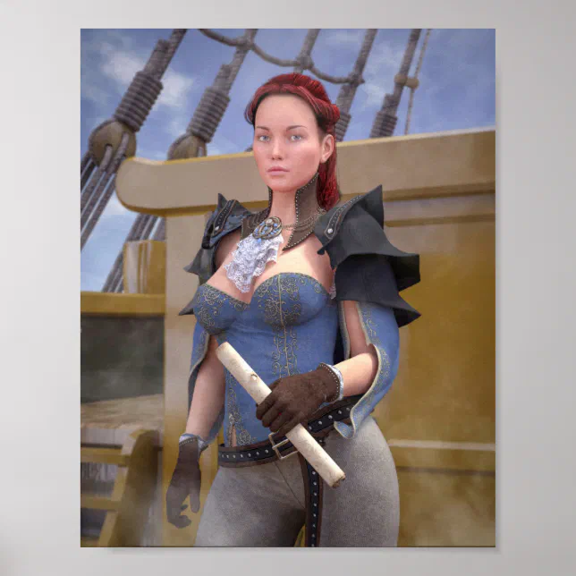 beautiful woman captain pirates poster | Zazzle