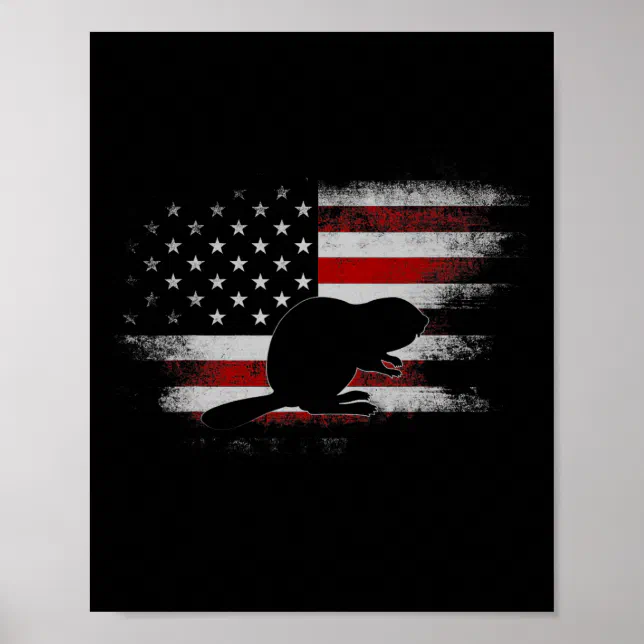 Beaver Animals 4th Of July Us Flag America Vintage Poster | Zazzle