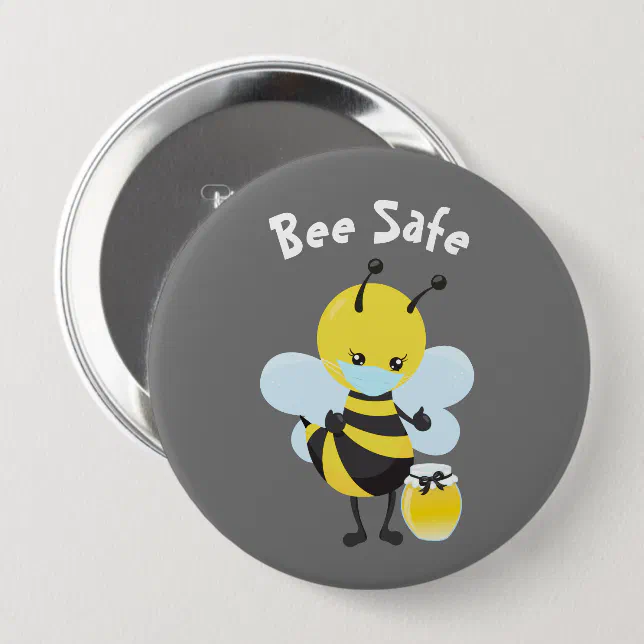 Bee Safe Wearing Face mask Covid 10 Cm Round Badge | Zazzle