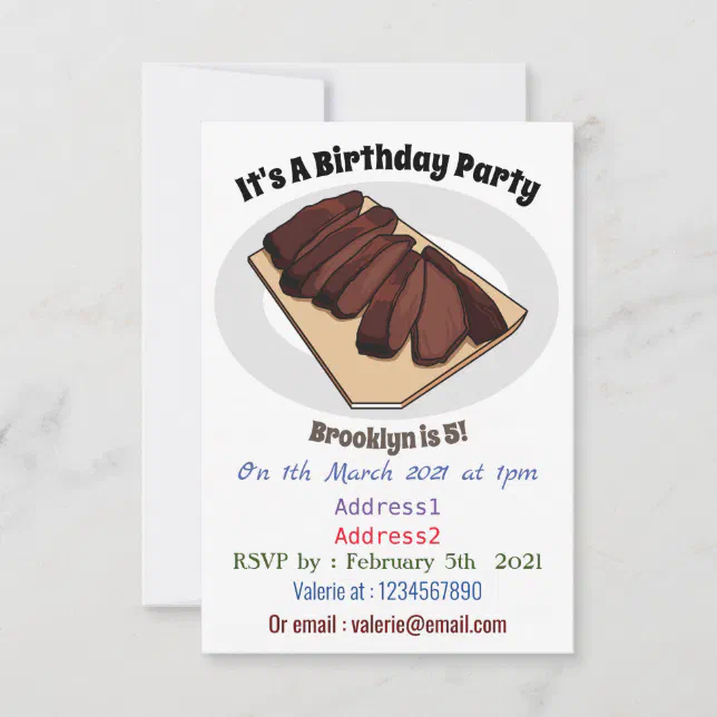 Beef brisket cartoon illustration invitation | Zazzle