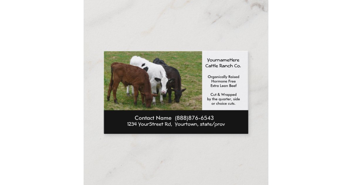 Beef Cattle Farming or Butchering Business Card | Zazzle