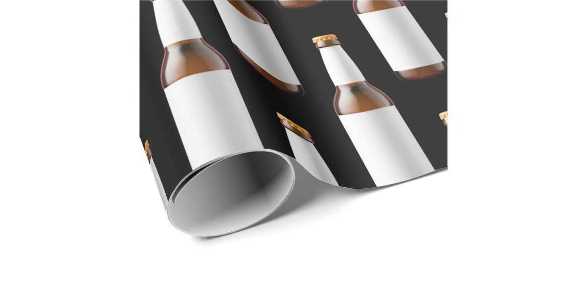 beer bottle on black wrapping paper | Zazzle