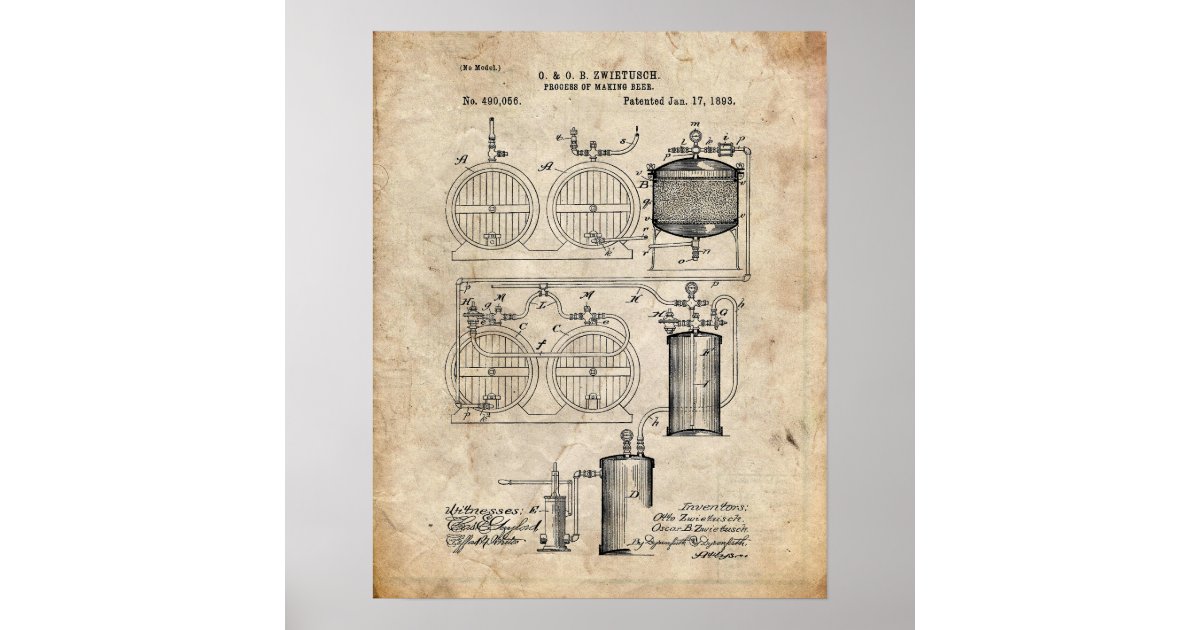 Beer Brewing System Patent Poster | Zazzle