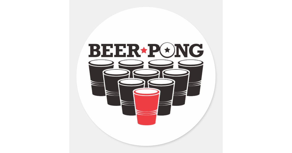 Beer Pong Basic - Red Classic Round Sticker | Zazzle
