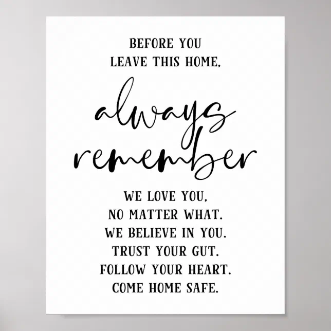 Before You Leave This Home Inspirational Poster | Zazzle