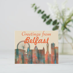 BELFAST, NORTHERN IRELAND SKYLINE POSTCARD | Zazzle