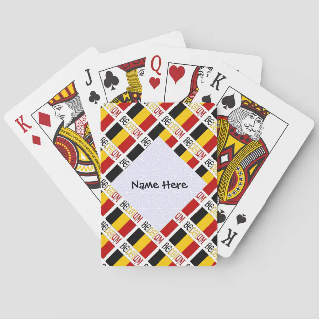 Belgium and Belgian Flag Tiled Personalised Playing Cards | Zazzle
