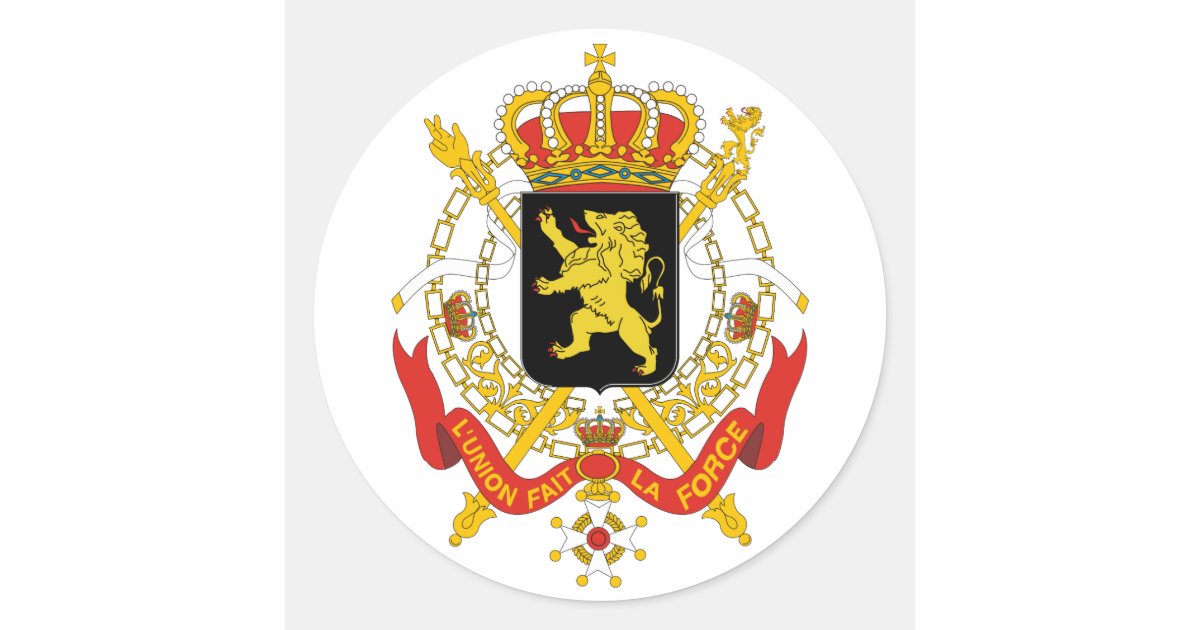 Belgium Official Coat Of Arms Heraldry Symbol Classic Round Sticker ...
