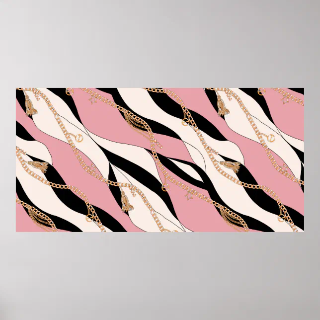 belt chains gold illustration pattern seamless tex poster | Zazzle