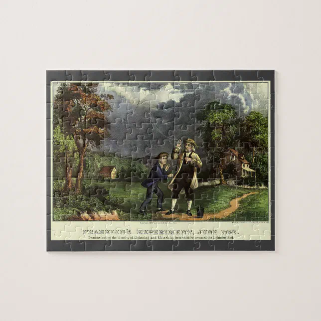 Benjamin Franklin's Kite and Lightning Experiment Jigsaw Puzzle | Zazzle