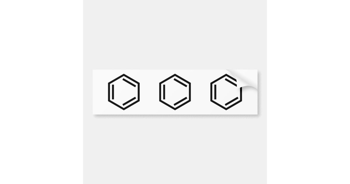 BENZENE RING SYMBOL BUMPER STICKER | Zazzle