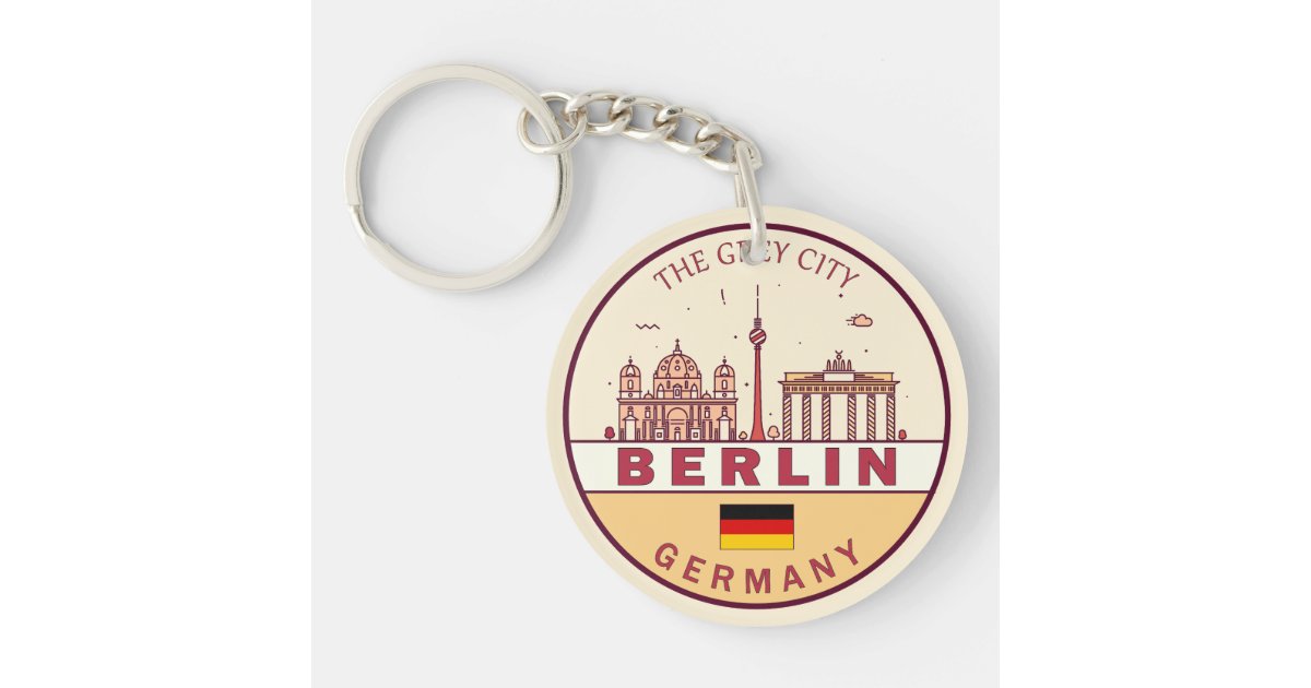 Berlin Germany City Skyline Emblem Key Ring | Zazzle