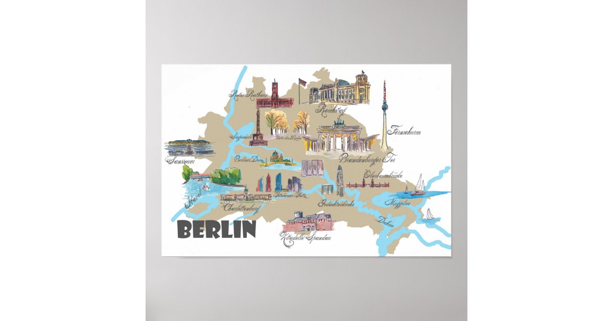 Berlin highlights map poster | Zazzle