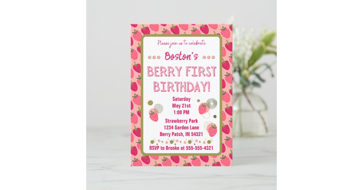 Berry First Birthday Invitation | Zazzle